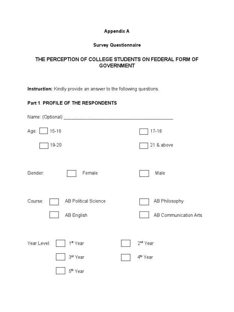 Survey Questionnaire | PDF