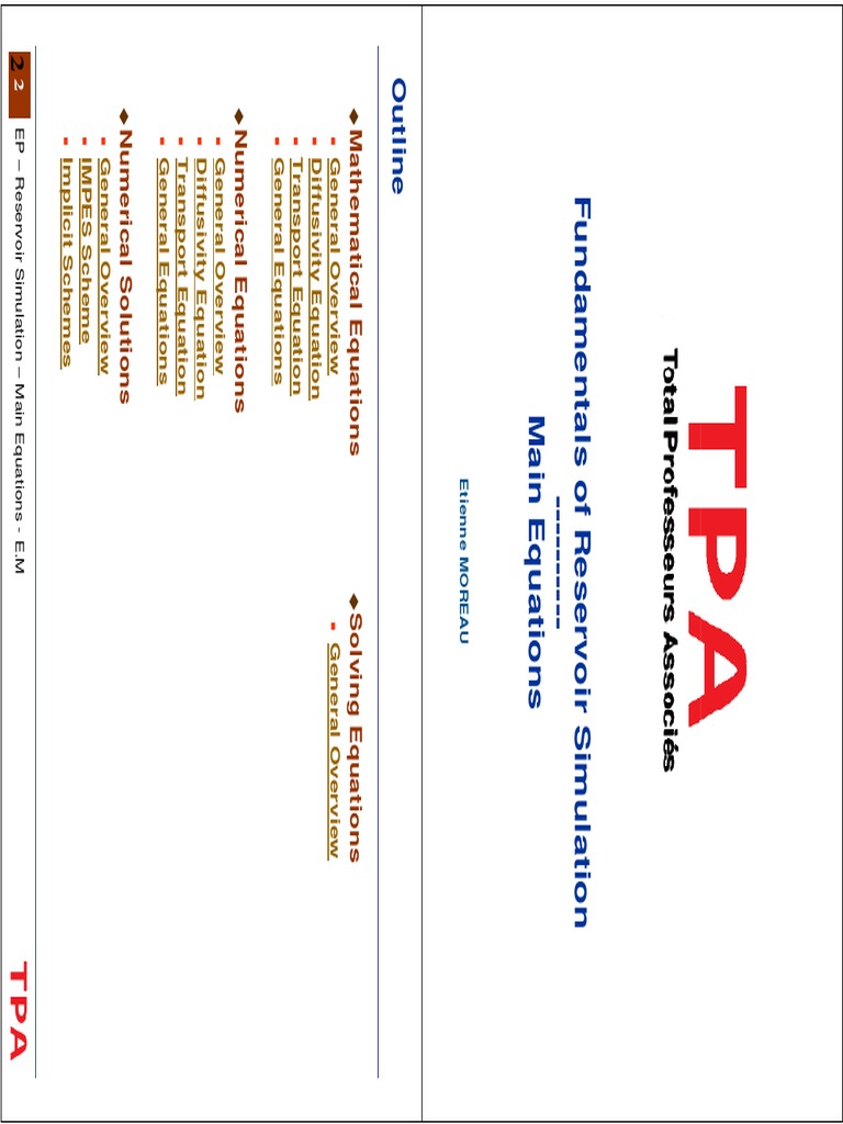EP – Reservoir Simulation – Main Equations Overview | PDF | Fluid ...