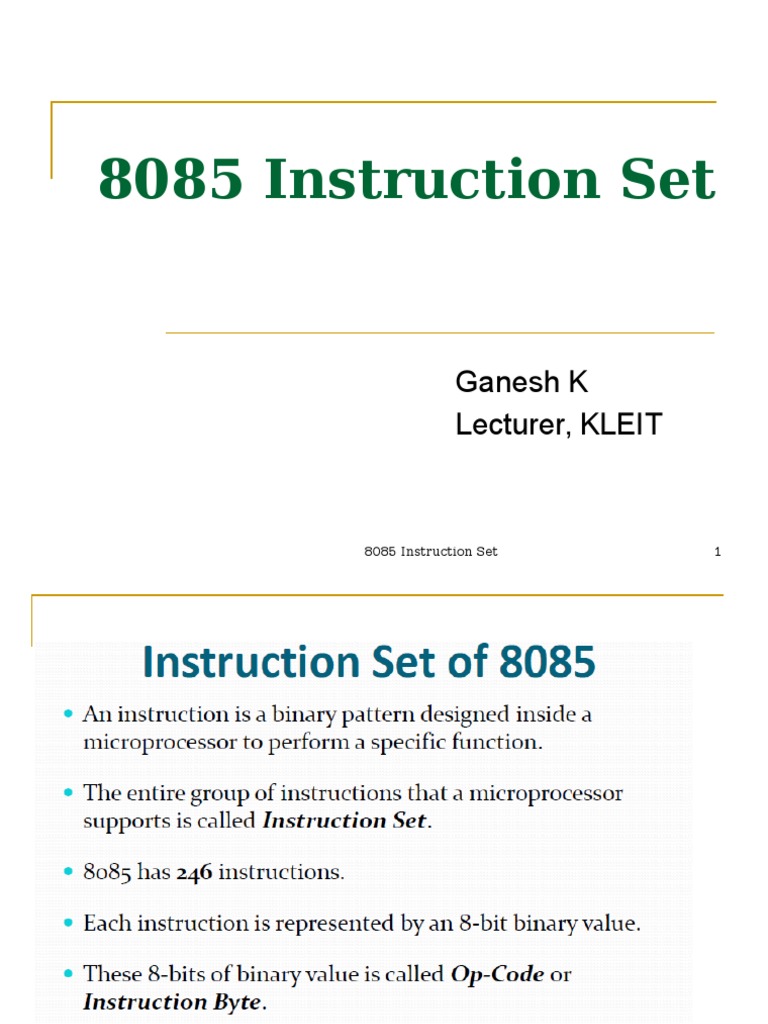 8085 Instruction Set | PDF | Office Equipment | Central Processing Unit