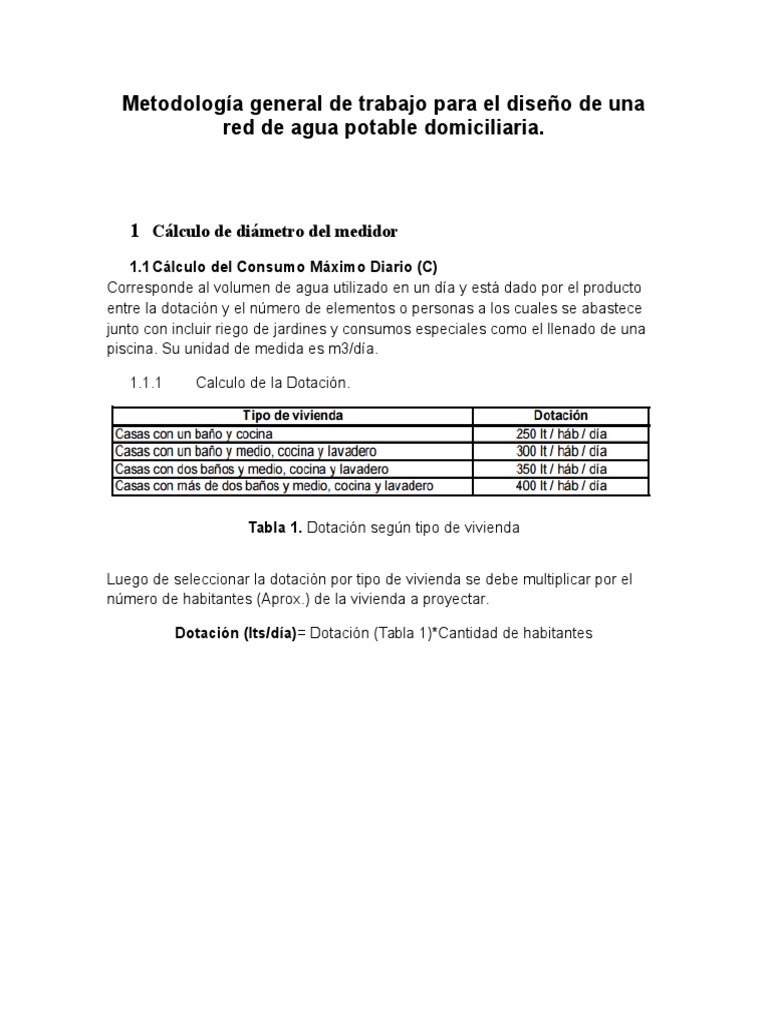 Instalación Agua Potable Domiciliario | PDF | Cálculo | Agua