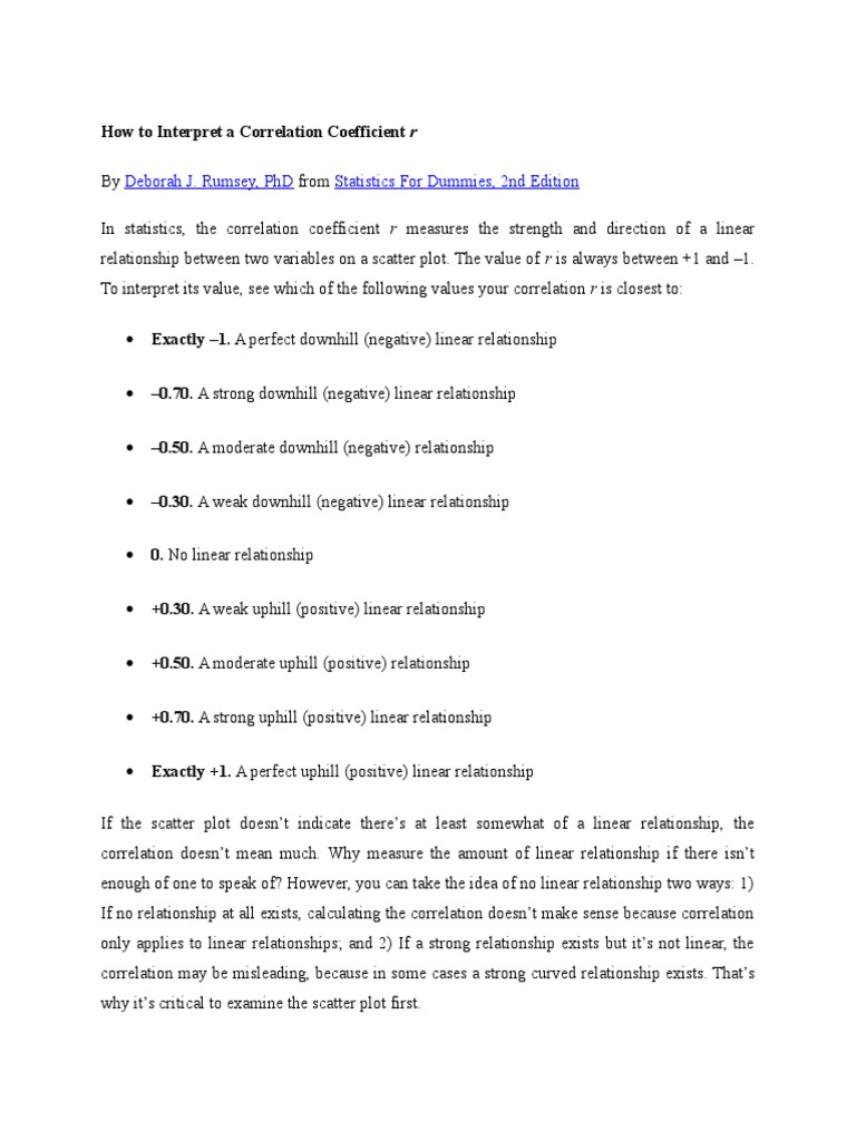 Interpret Correlation Coefficient r | PDF | Regression Analysis ...