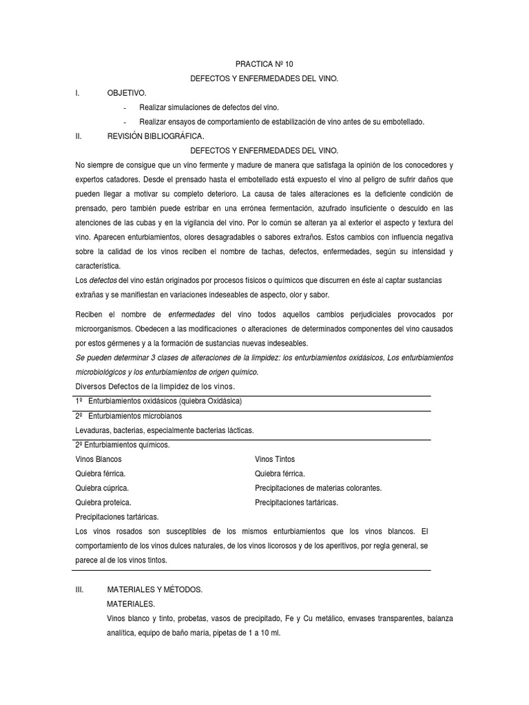 Enfermedades y defectos del vino | PDF | Vino | Hierro