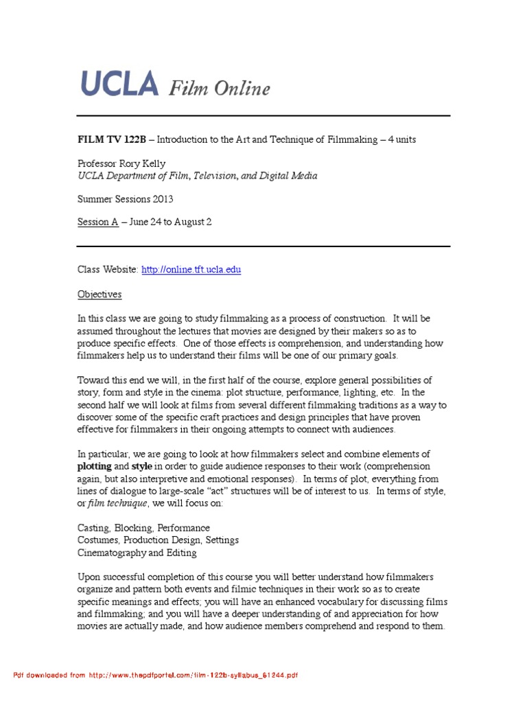 Film Theory Syllabus | PDF | Filmmaking | Lecture