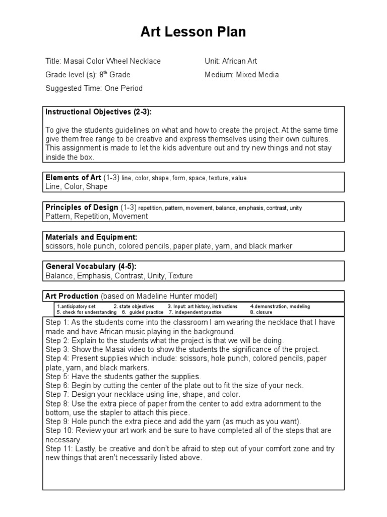 Art Lesson Plan | PDF