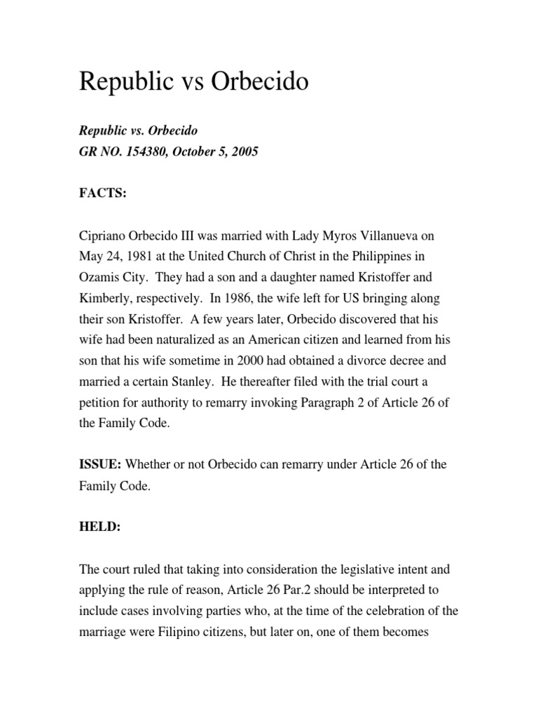 Republic vs. Orbecido GR NO. 154380, October 5, 2005 | PDF