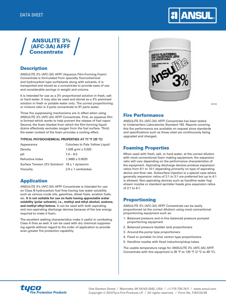 Espuma AFFF Al 3/ Ansul | PDF | Chemical Substances | Chemistry