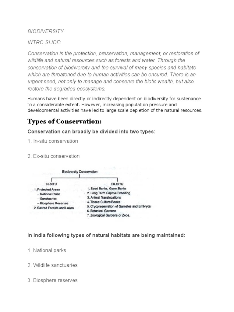Types of Conservation:: Conservation Can Broadly Be Divided Into Two ...