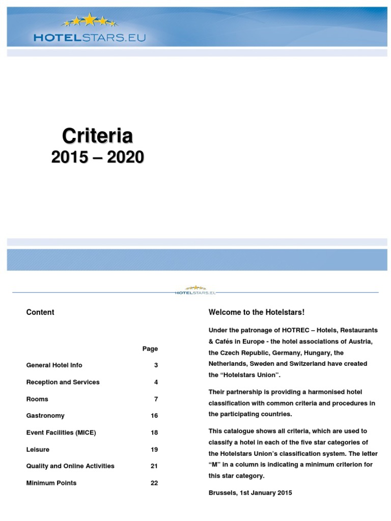 Hotelstars Union - Classification Criteria 2015-2020 | PDF | Bathroom ...
