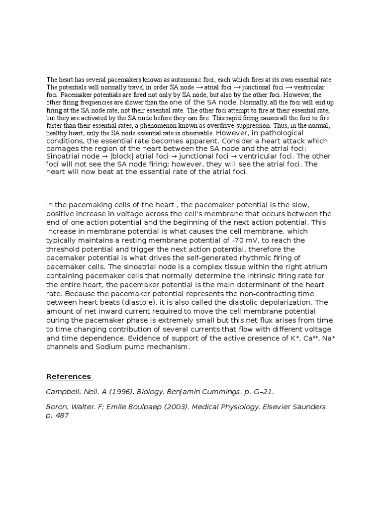 The Heart Has Several Pacemakers Known As Autonomic Foci | PDF ...