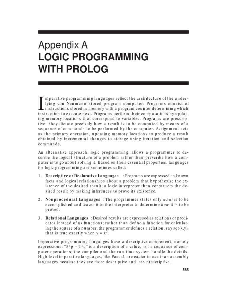 Appendix A: Logic Programming With Prolog | PDF | Variable (Computer ... Appendix A: Logic Programming With Prolog | PDF | Variable (Computer ...