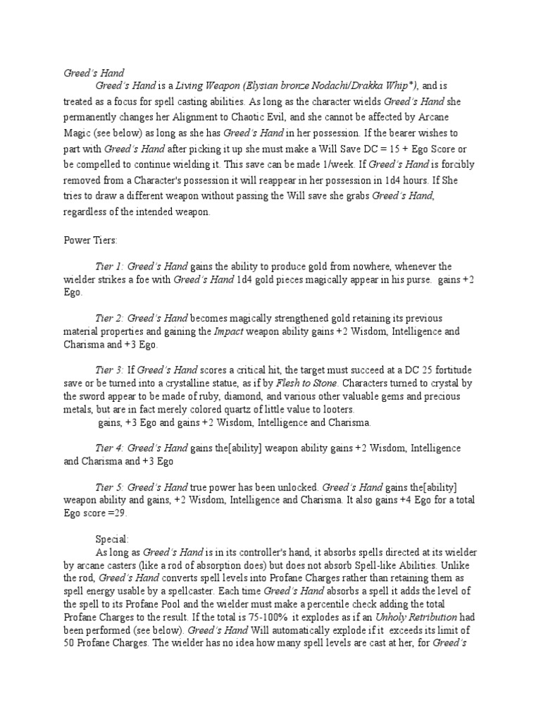 Greed's Hand Greed's Hand | PDF | Leisure