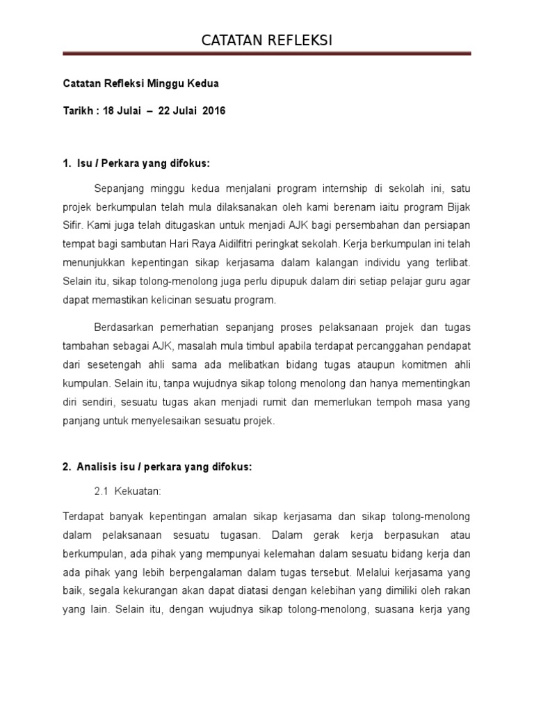 Refleksi Kerjasama dalam Projek Sekolah | PDF