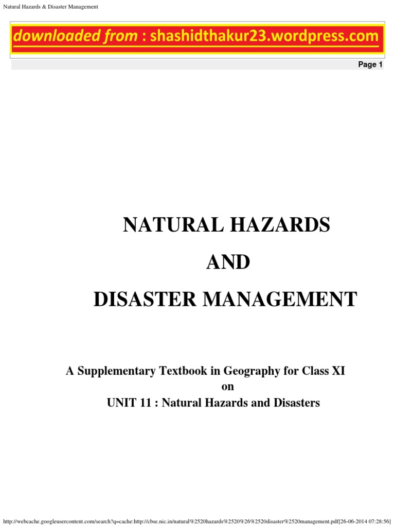 Disaster Management - CBSE Class XI | PDF | Tsunami | Earthquakes