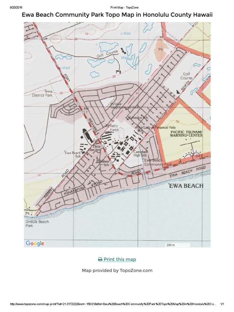 Print Map - Topozone Ewa Beach | PDF