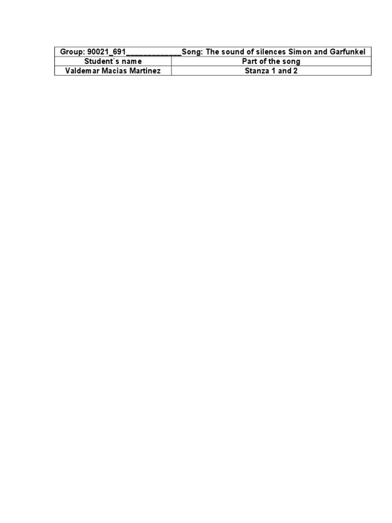 The Sound of Silence Analysis: Stanzas 1-2 | PDF