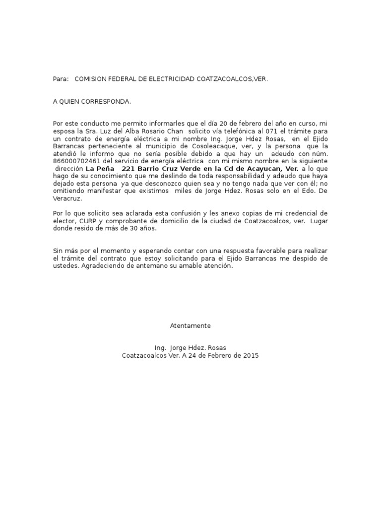 Carta CFE | PDF
