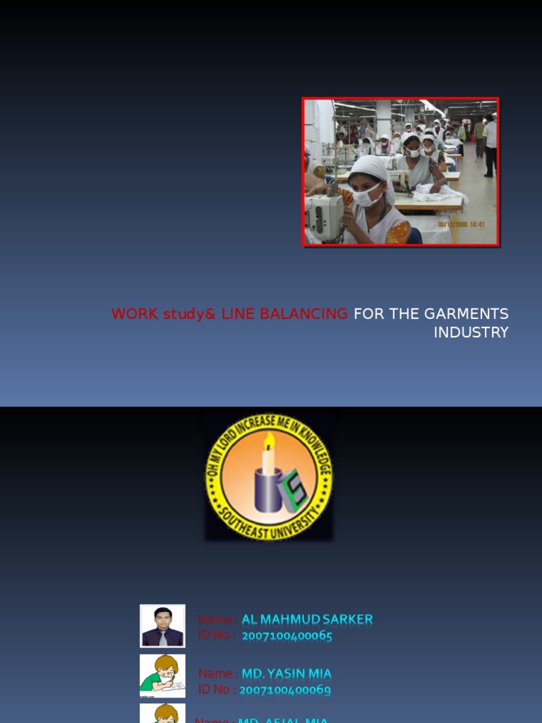Presentation Line Balancing | PDF | Sewing | Sewing Machine