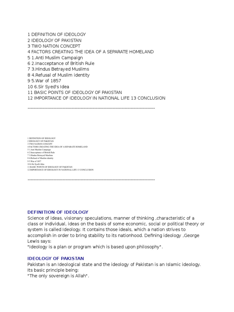 1 Definition of Ideology | PDF | Two Nation Theory | Muhammad Ali Jinnah