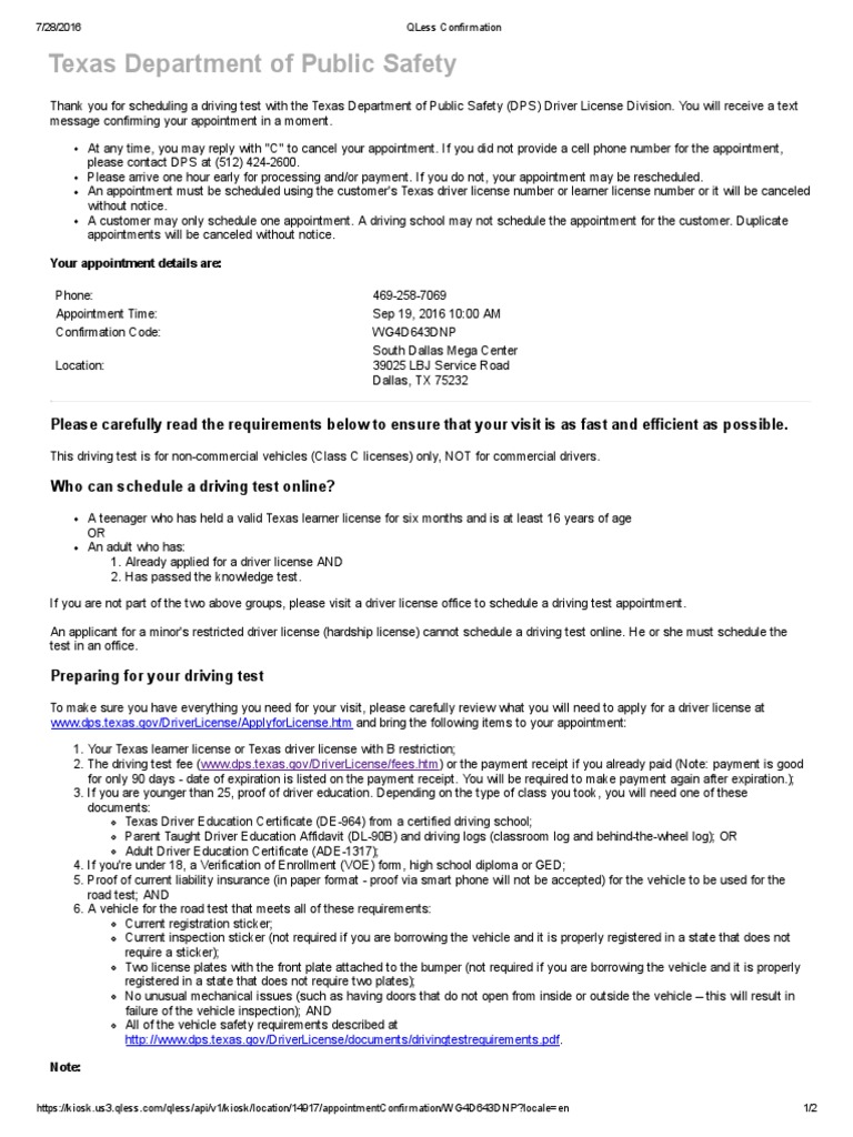 QLess Confirmation | PDF | Driving | Driver's License