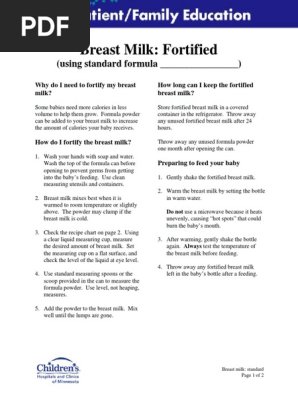 Breast Milk Fortified (Using Neosure Formula) PDF Teaspoon, 49% OFF