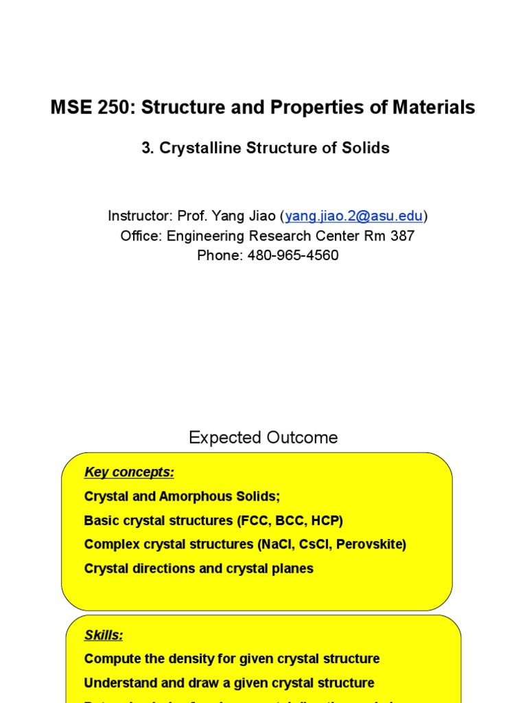 MSE 250: Structure and Properties of Materials | PDF | Crystal ...