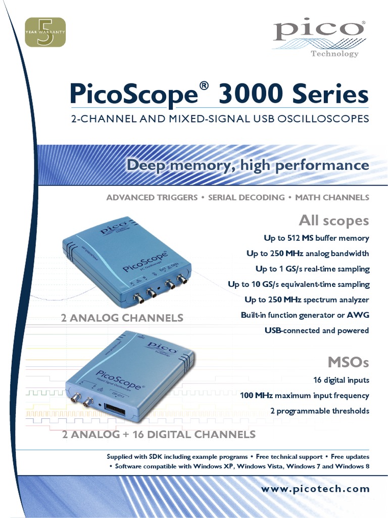 Pico Scope 3200 Ab Series Data Sheet | PDF | Usb | Electronics