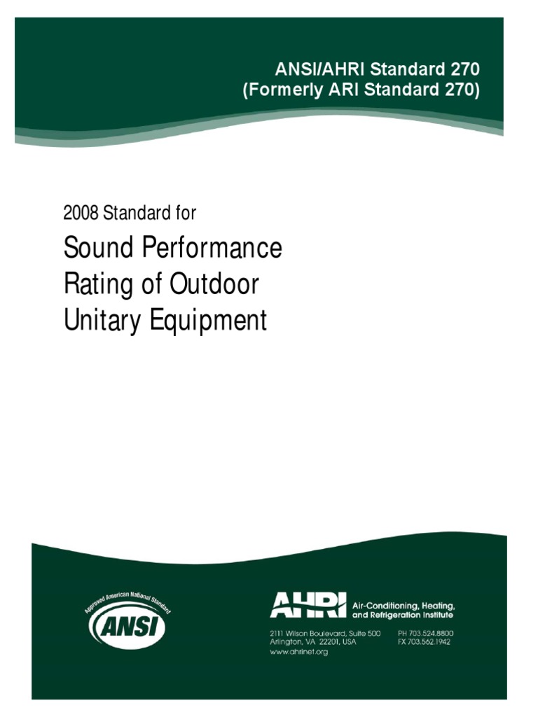 ANSI - AHRI Standard 270-2008 PDF | PDF | Air Conditioning | Sound