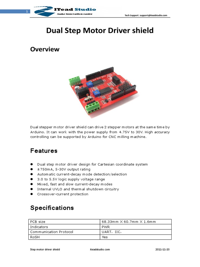 Dual Stepper Motor Driver Shield Guide | PDF | Electromagnetism ...