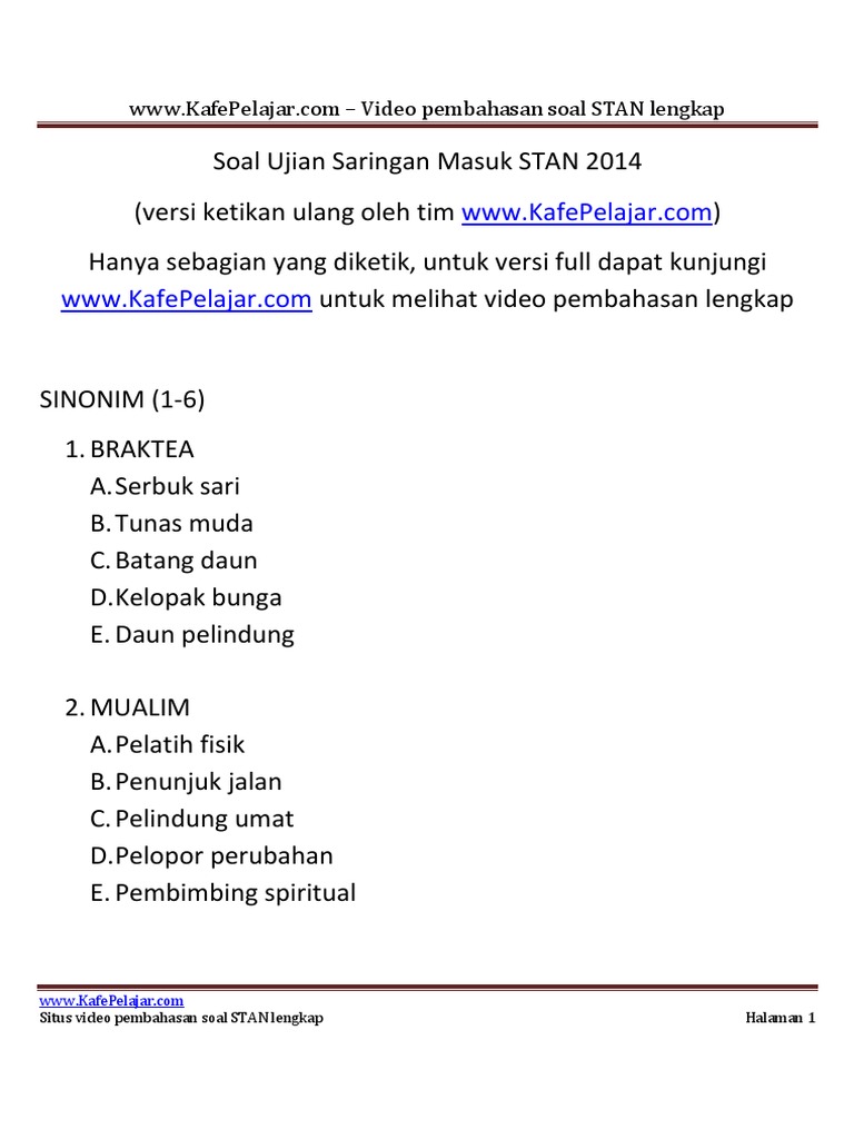 Soal Stan 2014 | PDF
