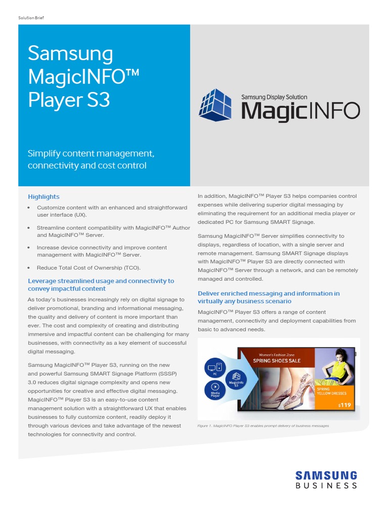 Magicinfo Player s3 Solutionbrief 20151005 | PDF | Personal Computers ...