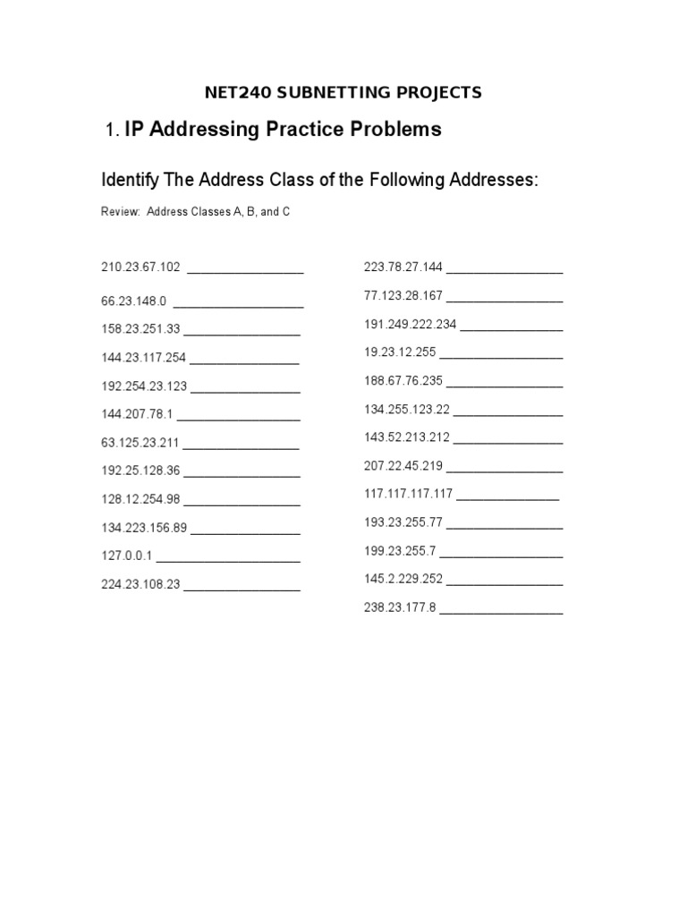 Subnetting Lab Book | PDF | Computer Network | Ip Address