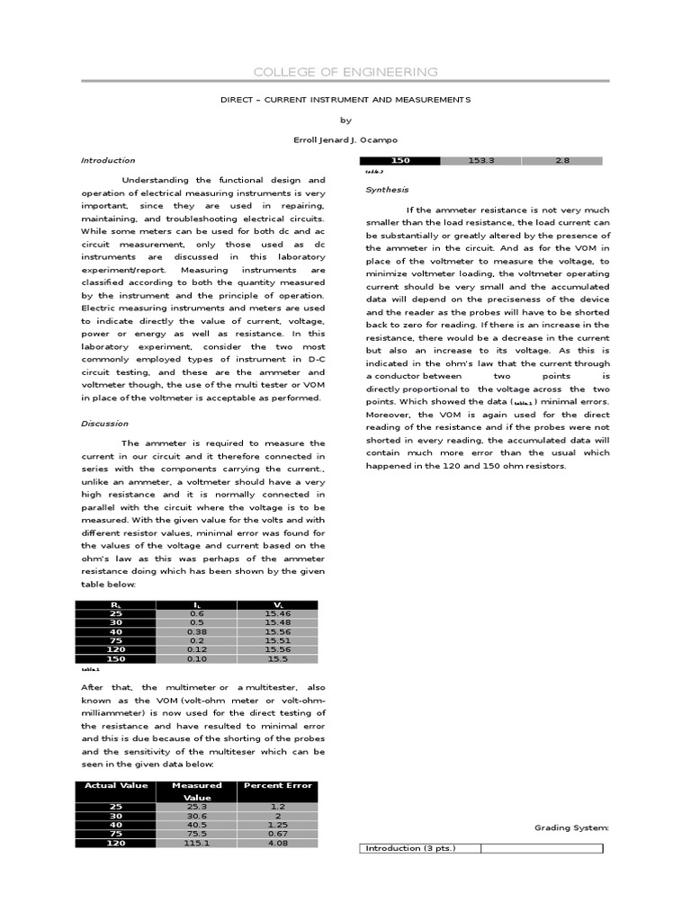 Direct Current Measurements Guide | PDF | Quantity | Electricity