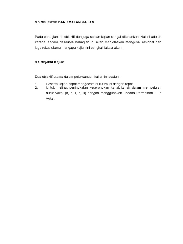 Penulisan Objektif Kajian Tindakan | PDF