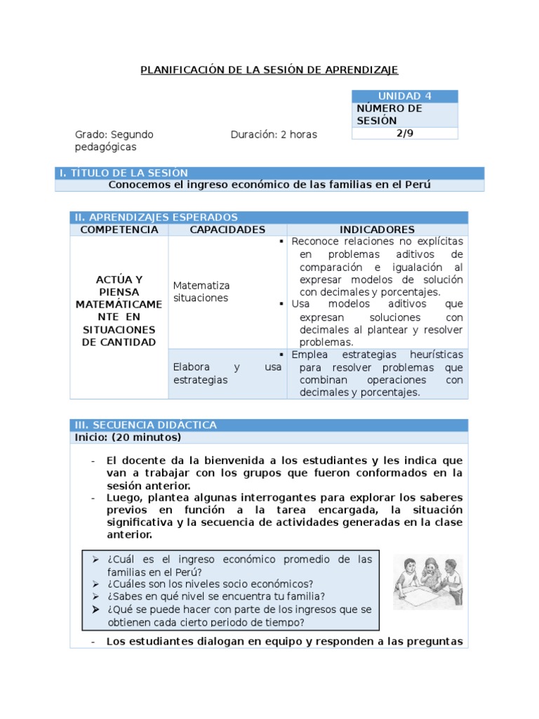 MAT - U4 - 2do Grado - Sesion 02 | PDF