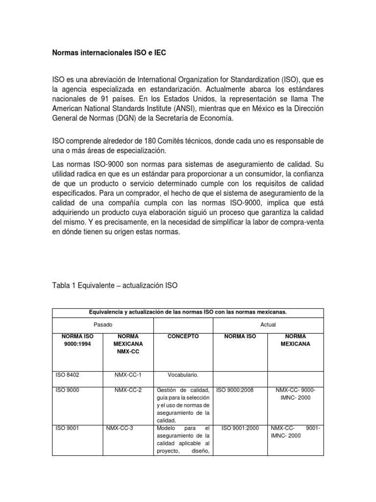 Normas Internacionales ISO e IEC-1 | PDF | Organización internacional para la estandarización ...