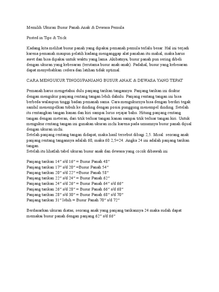 Memilih Ukuran Busur Panah Anak | PDF | Griya & Taman | Kesehatan Holistik