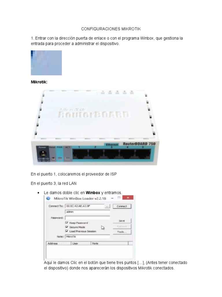 Configuraciones Mikrotik | PDF | Gateway (Telecomunicaciones ...