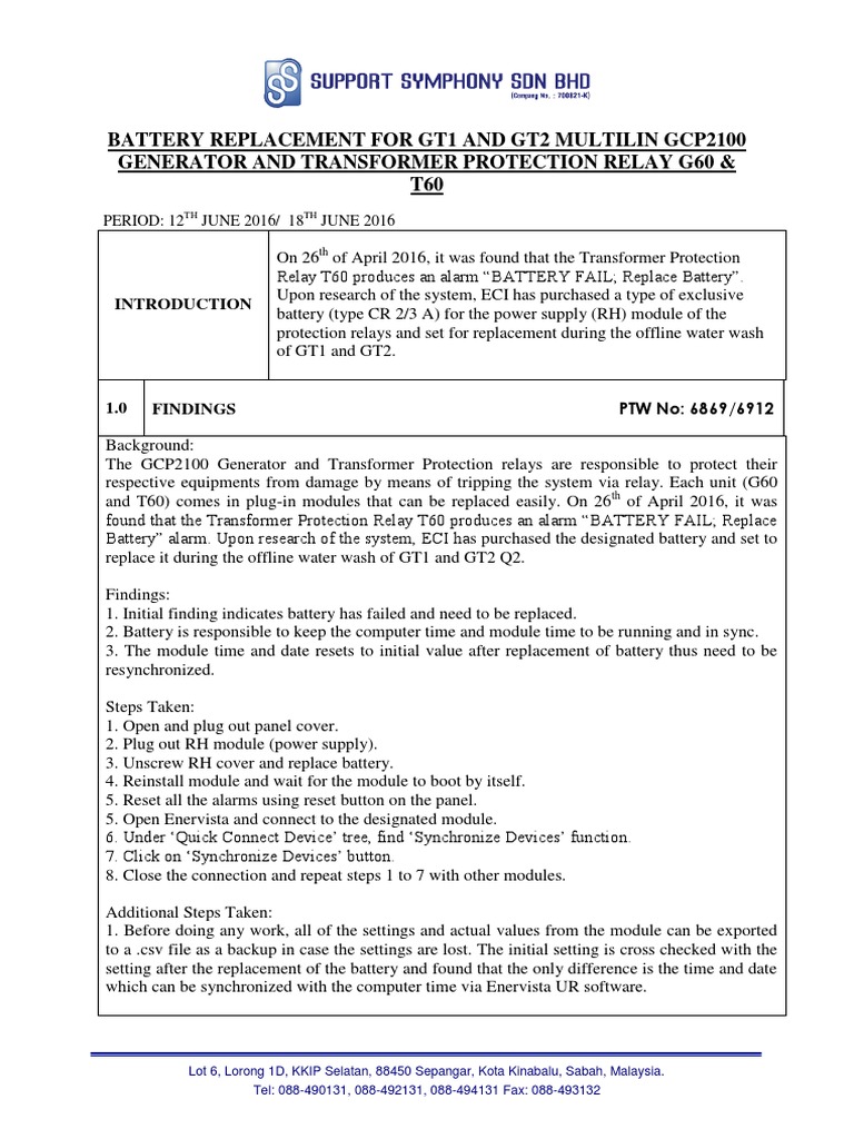 Replacement of Power Supply Module Battery For GT1 and GT2 Multiling ...