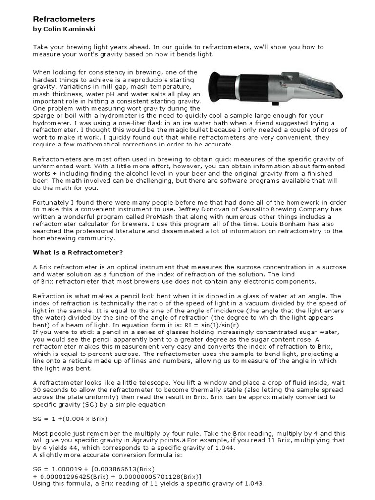 Refractometer - How To Read | PDF | Scientific Observation | Fermented ...