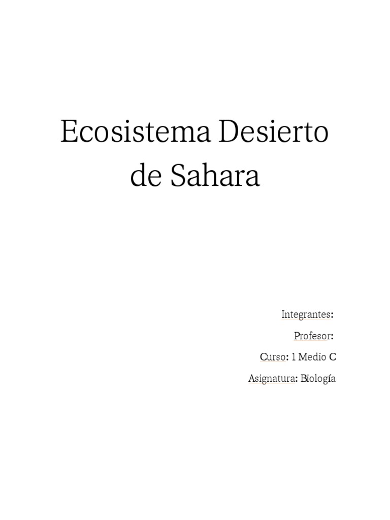 Ecosistema del Desierto del Sahara | PDF | Sáhara | Desierto