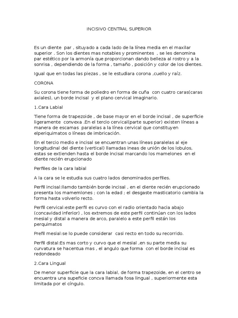 Medidas del Incisivo Central Superior | PDF | Naturaleza