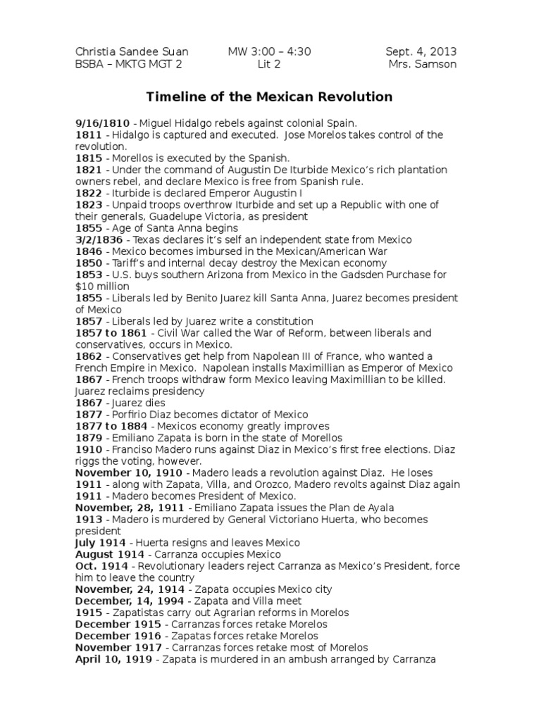 Timeline of The Mexican Revolution | Download Free PDF | North America ...