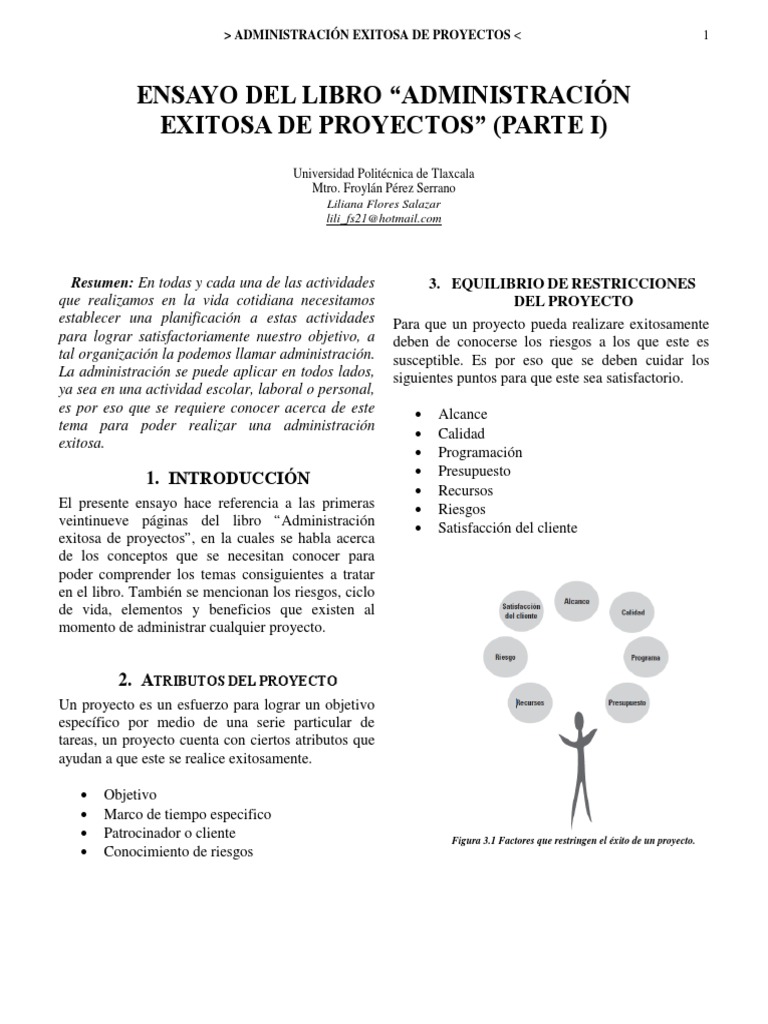 Ensayo Administración Exitosa de Proyectos Capítulo 1 | PDF | Proceso de desarrollo de software ...