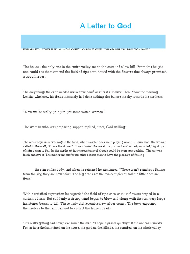 A Letter To God | PDF | Rain