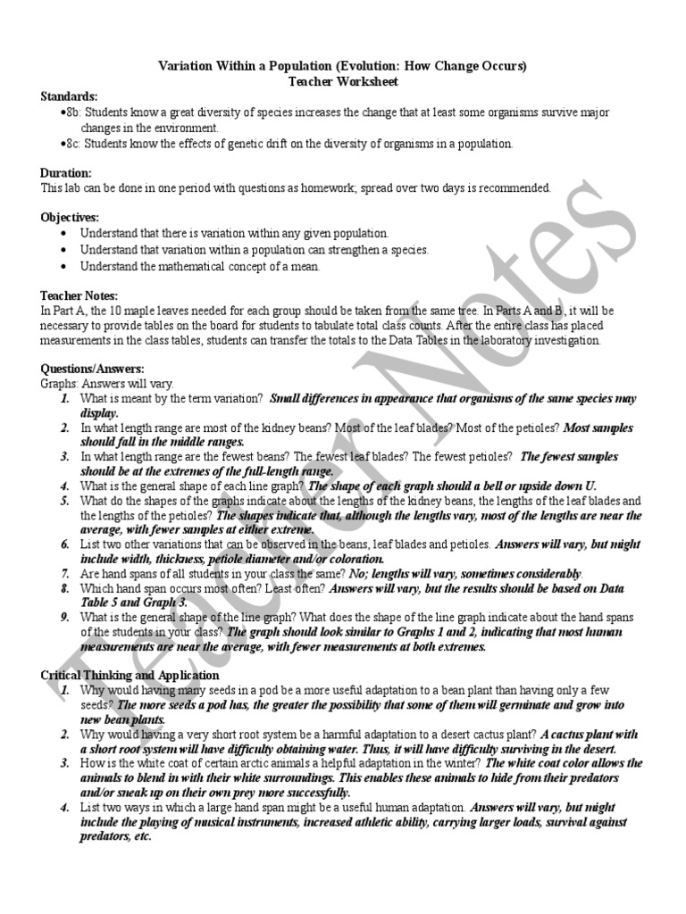 Understanding Variation in Populations | PDF | Seed | Desert