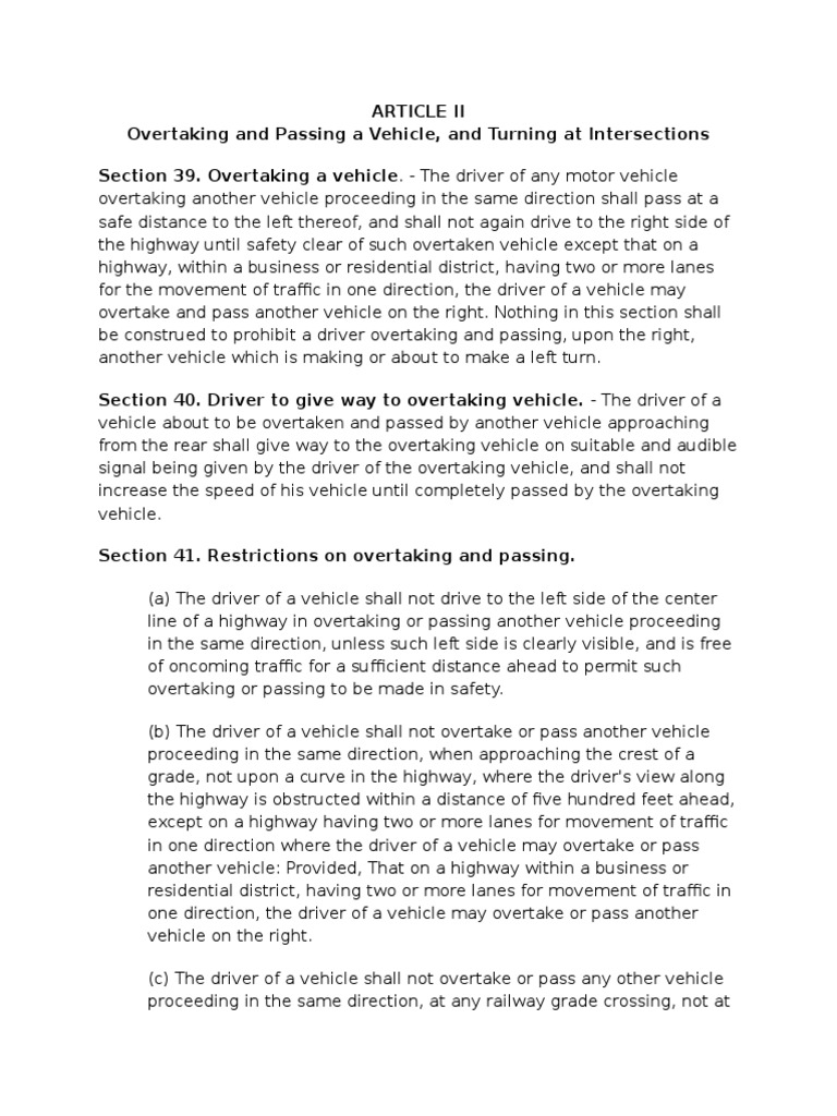 Overtaking and Passing Regulations | PDF | Pedestrian Crossing | Traffic