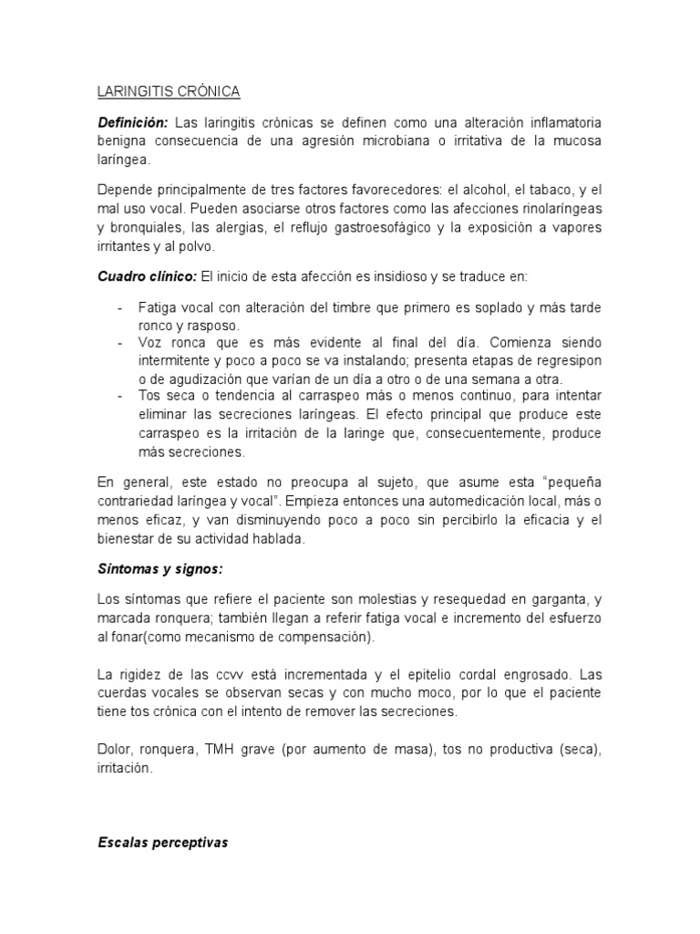 Laringitis Crónica | PDF | Tos | Enfermedades y trastornos