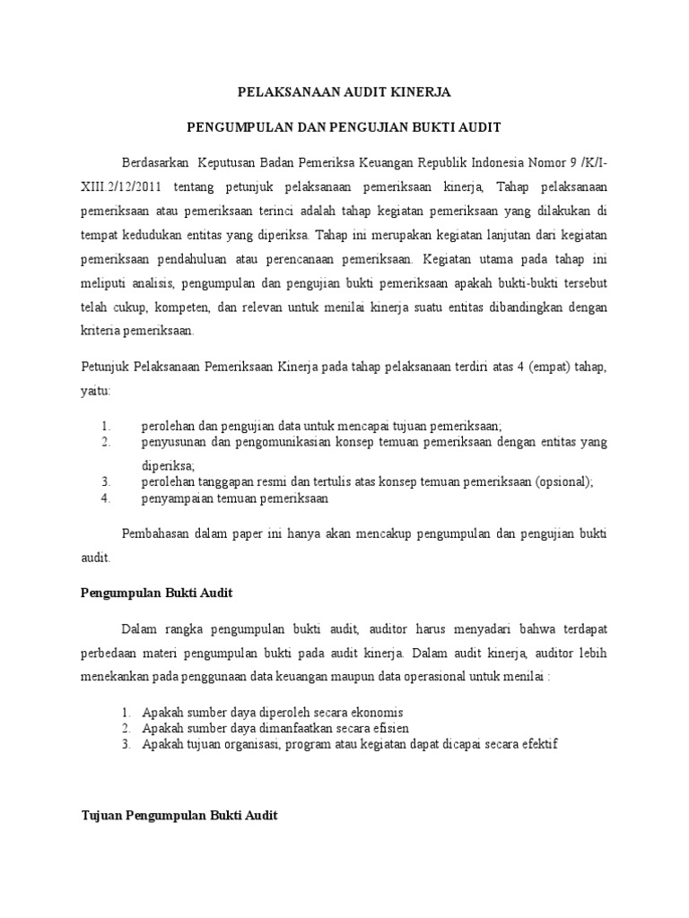 Pengumpulan dan Pengujian Bukti Audit | PDF | Pengelolaan Keuangan & Uang