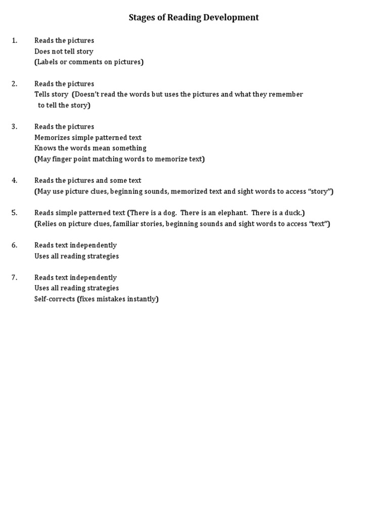 Stages of Reading Development | PDF