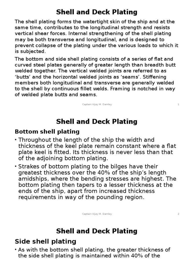 Shell and Deck Plating | PDF | Water Transport | Watercraft